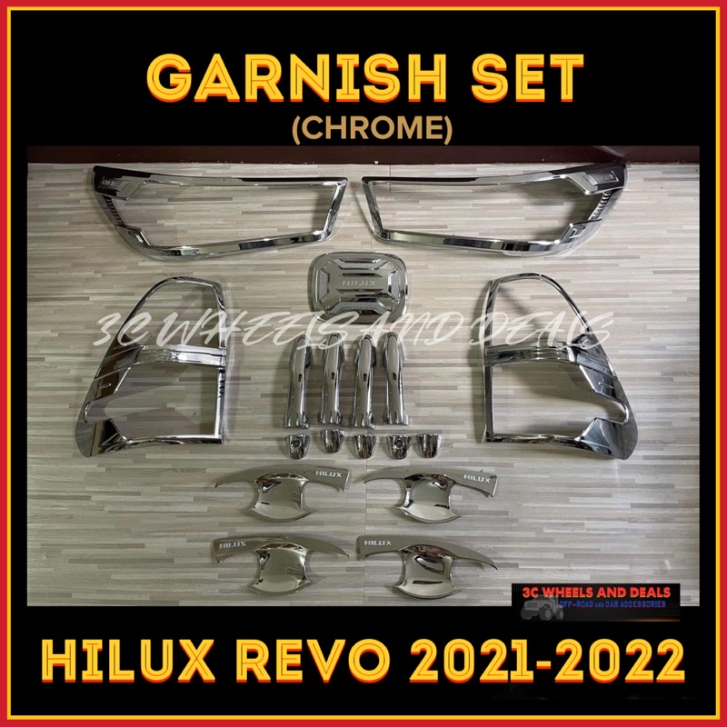 Toyota HILUX REVO 2021-2022 GARNISH SET CHROME (hilux revo accessories ...