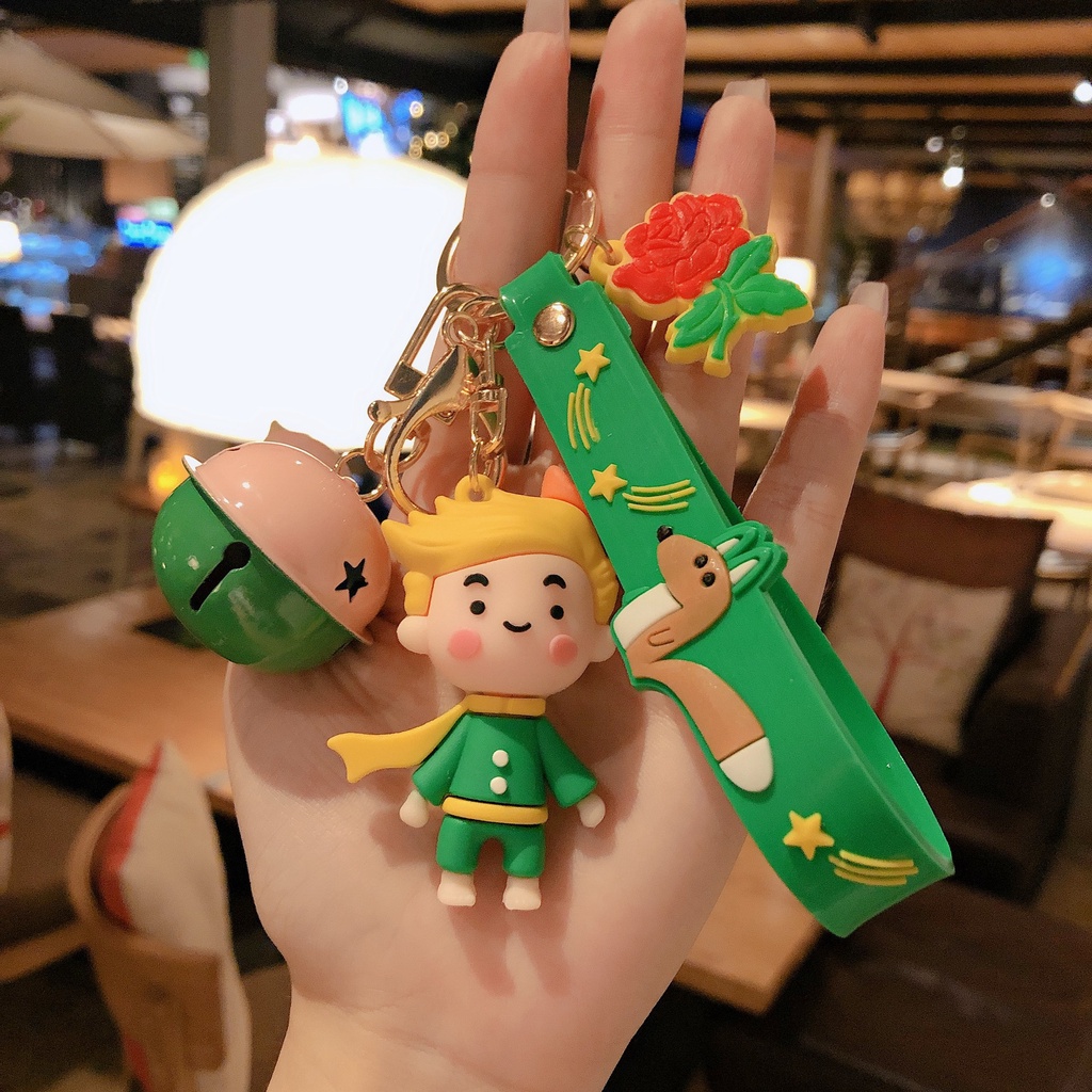 Cartoon prince doll bell silicone keychain creative school bag pendant ...