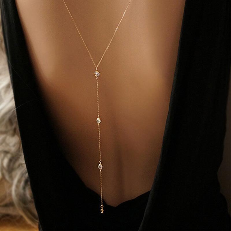 1PC Fashion Sexy Backless Back Chain Simple Gold-plated Ladies Necklace ...