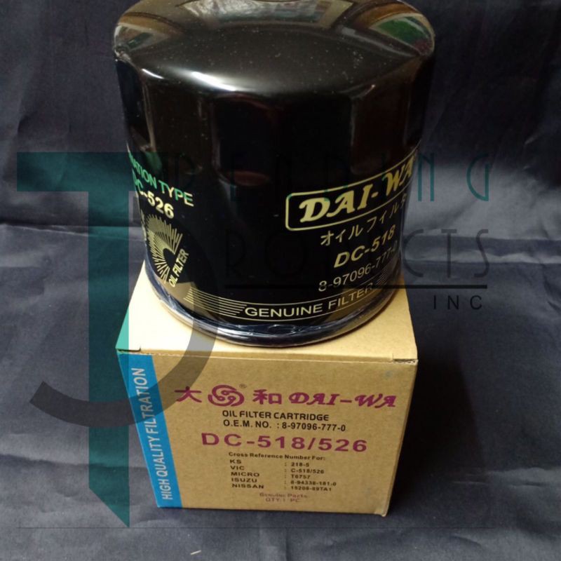 DAIWA Oil Filter CARTRIDGE DC-518/526 for ISUZU ELF 4HE1, 4HF1, 4HJ1 ...