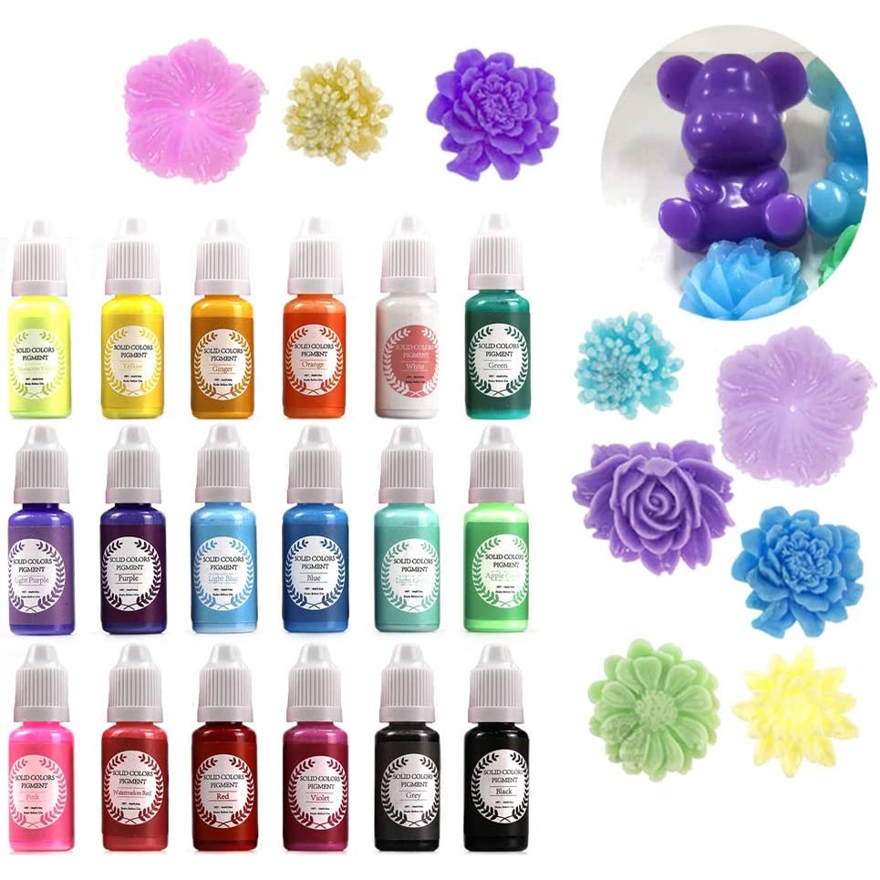 18 colors epoxy resin pigment, solid opaque pigments for silicone mold ...