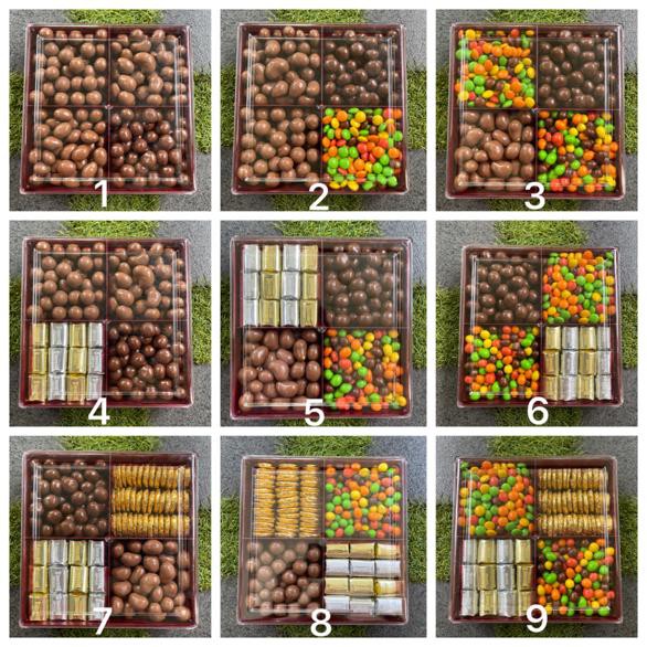 MERAH Red 4 compartment combination chocolate jar measuring 20x20 cm ...