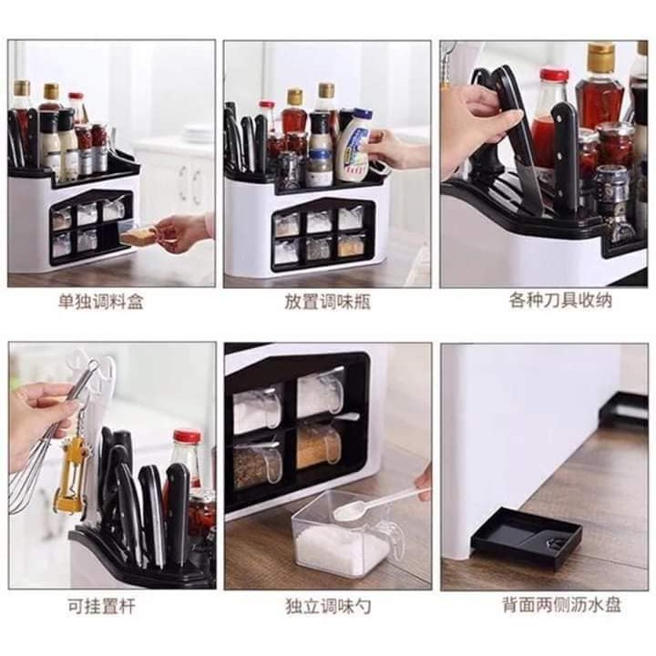 Kitchen Rack Six Grid Condiments Seasoning Storage Organizer | Shopee ...