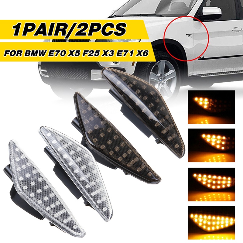 2pcs Smoke Dynamic Flowing LED Side Marker Signal Light For BMW E70 X5 ...