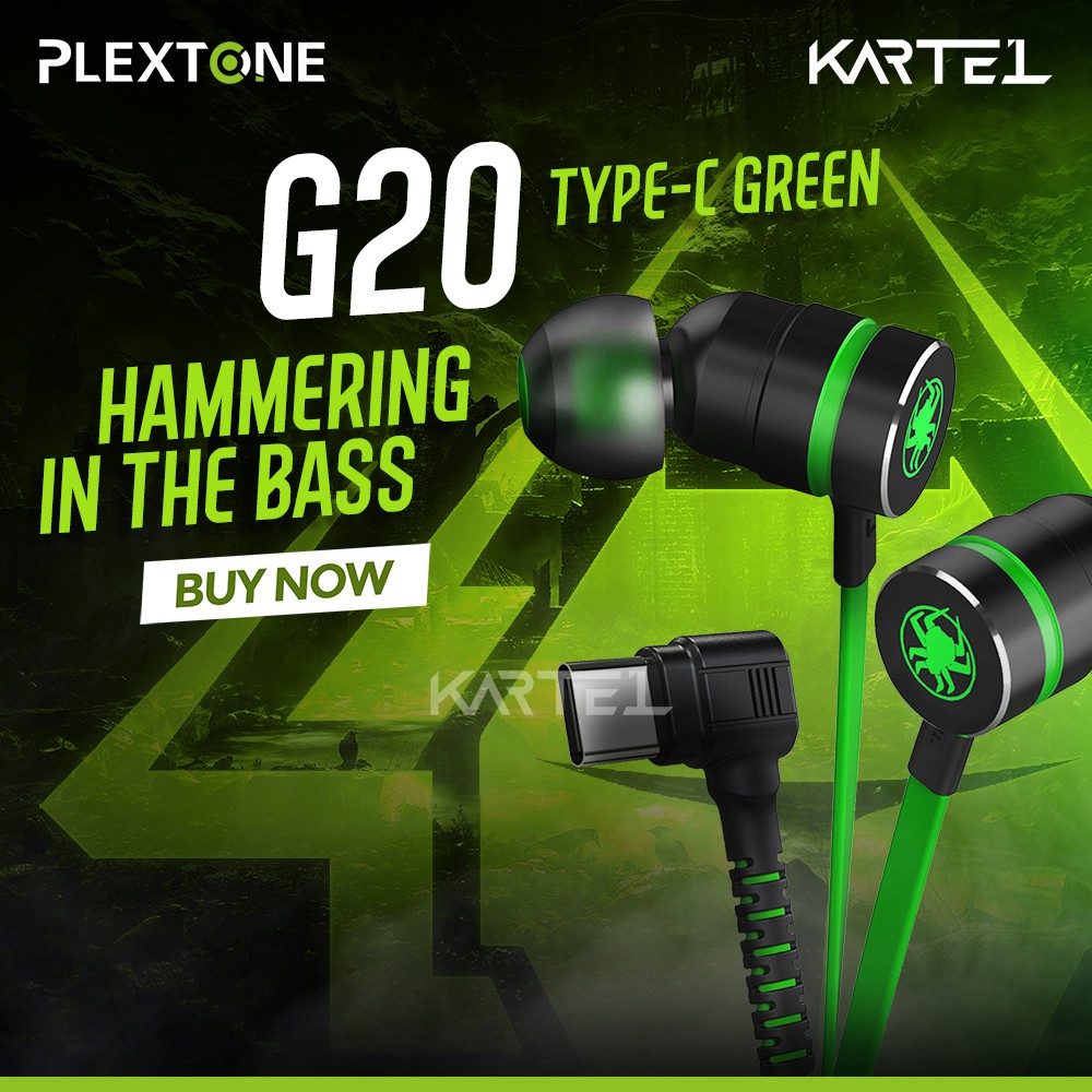 PLEXTONE G20 Type C Double Bass Magnetic Gaming In-Ear Earphones Noise ...