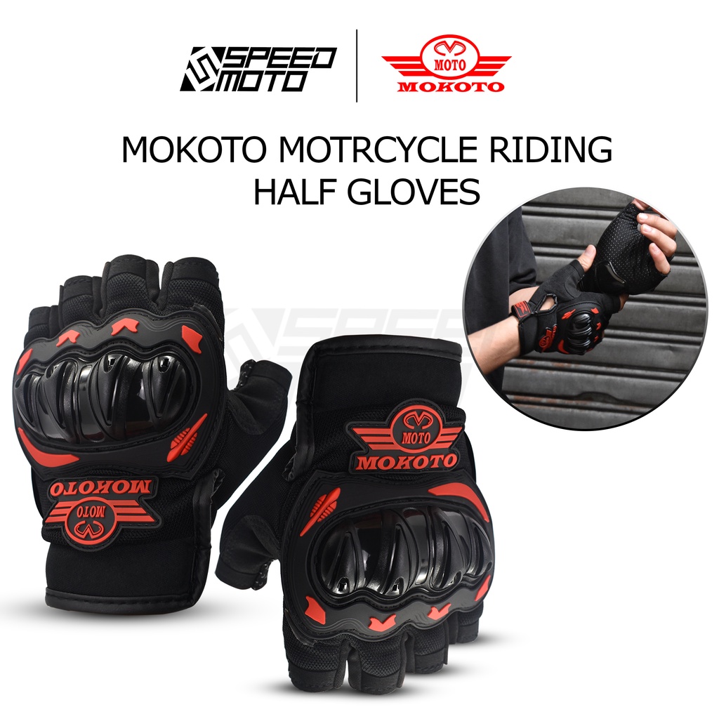 MOKOTO RIDING HALF GLOVES V2 ANTI SLIP WITH HARD KNUCKLE FOR MOTORCYCLE ...