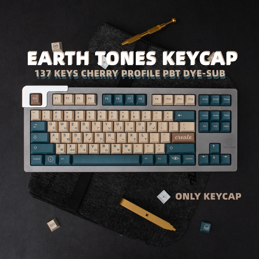 Earth Tones PBT 129 Keys Cherry Profile DYE-SUB Personalise Keycaps For ...