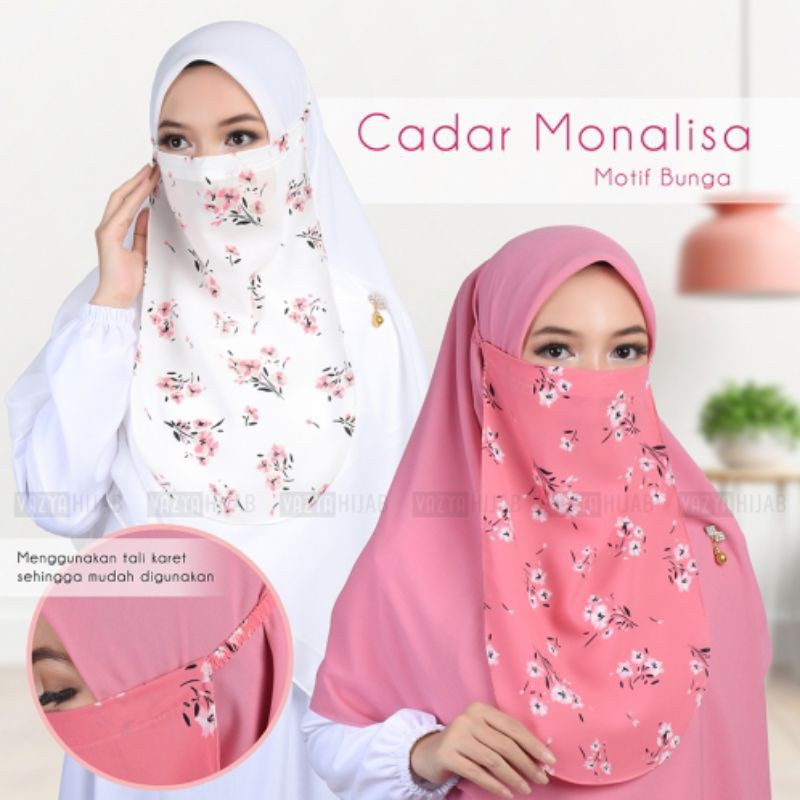 Niqab Veil monalisa Rubber Floral Print Muslim fashion ori | Shopee ...