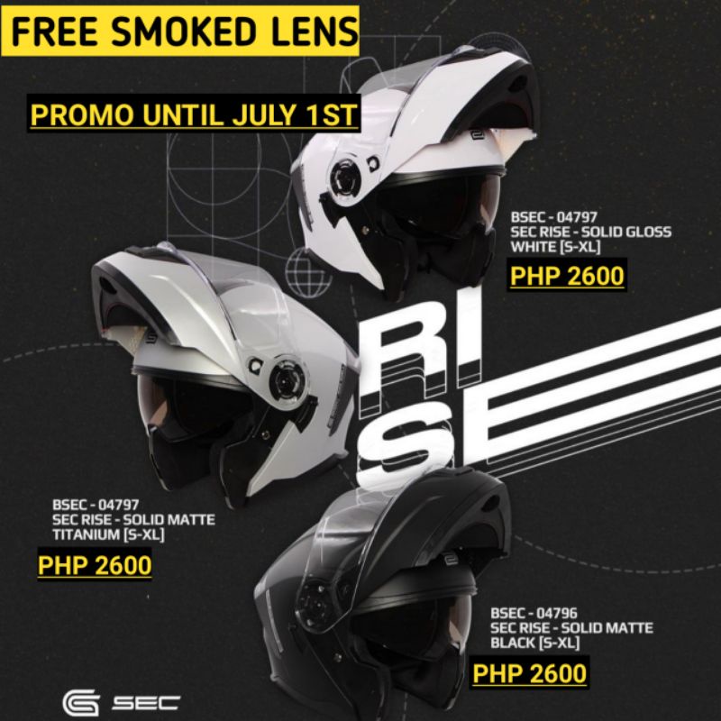 SEC RISE modular helmet with free smoked lens | Shopee Philippines