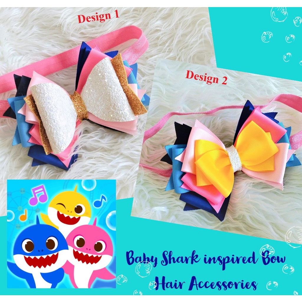 Baby Shark color inspired Bow Hair Clip Headband Hair Accessories ...