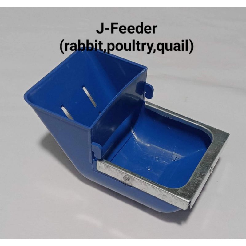 Small BLUE Plastic Jfeeder/feeds container for rabbit and other pets ...