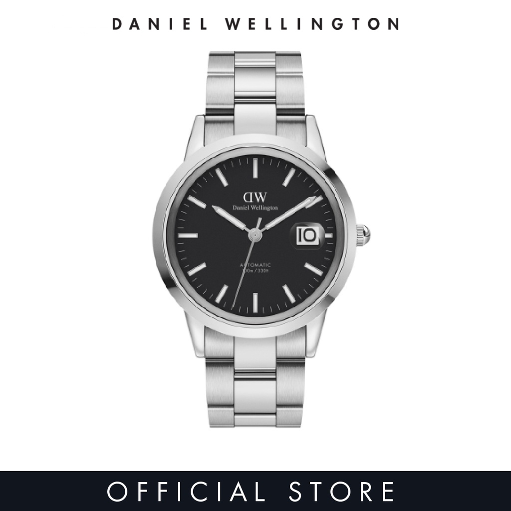 [2 Years Warranty] Daniel Wellington Iconic Link Automatic Watch 40mm Silver Black Dial Watch ...