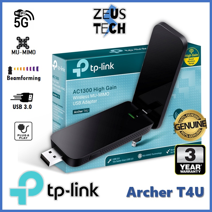 TP-Link AC1300 Wireless USB 3.0 Wifi Adapter Archer T4U 2.4Ghz+5Ghz Mu ...