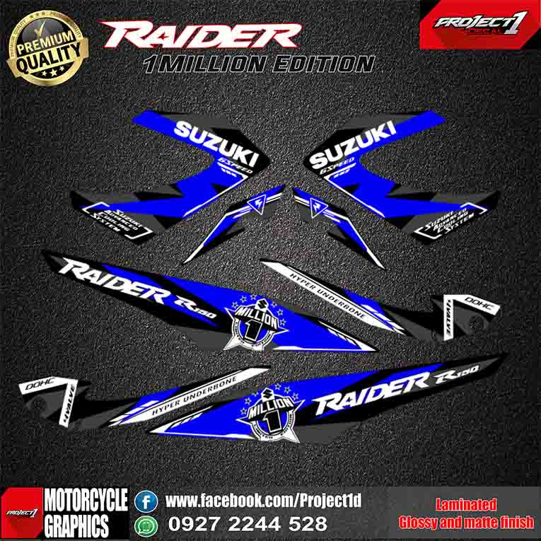SUZUKI RAIDER R150 1 MILLION EDITION SEMI FULL DECALS LAMINATED STICKER ...
