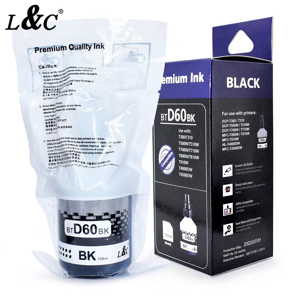 L&C Ink BTD60 BT5000 Dye Ink Refill For Brother Printer DCP-T420W/T710W ...