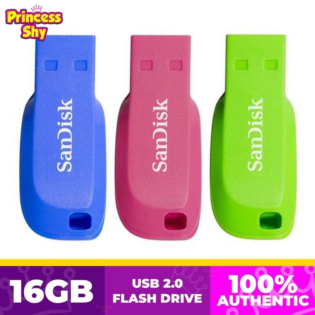 SanDisk Cruzer Blade 16GB USB Flash Drive SDCZ50-016G Blue Green Pink ...
