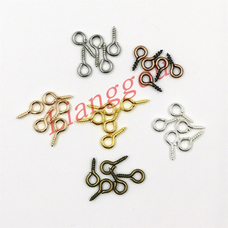 【P2S161】200pcs Mini Eye Pins Hooks Screw Threaded Clasps Hooks Jewelry ...