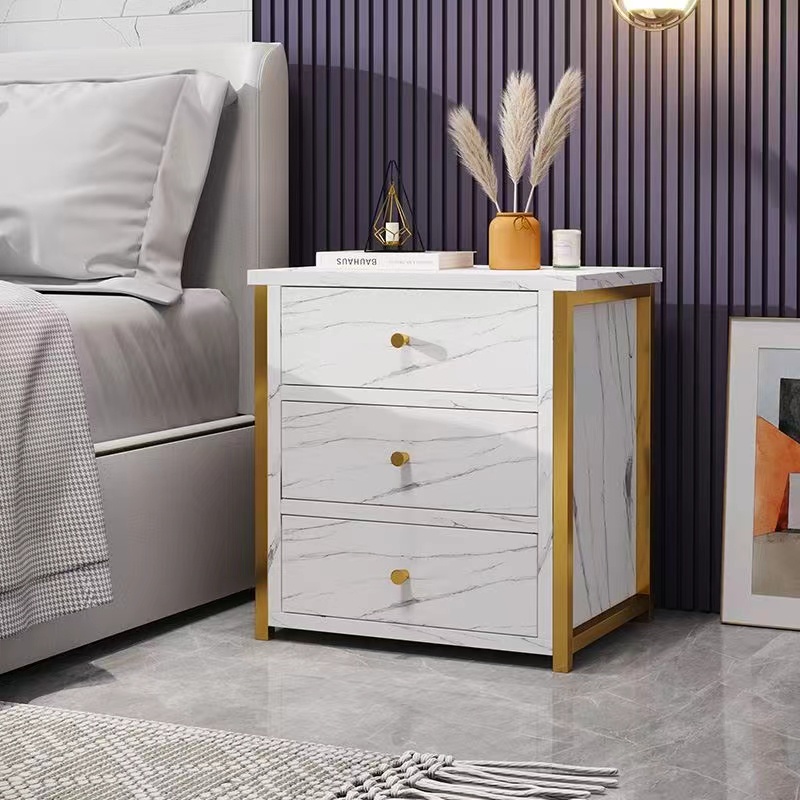Nordic Bedroom Bedside Table with Drawers Wooden Night Stand Side Table ...
