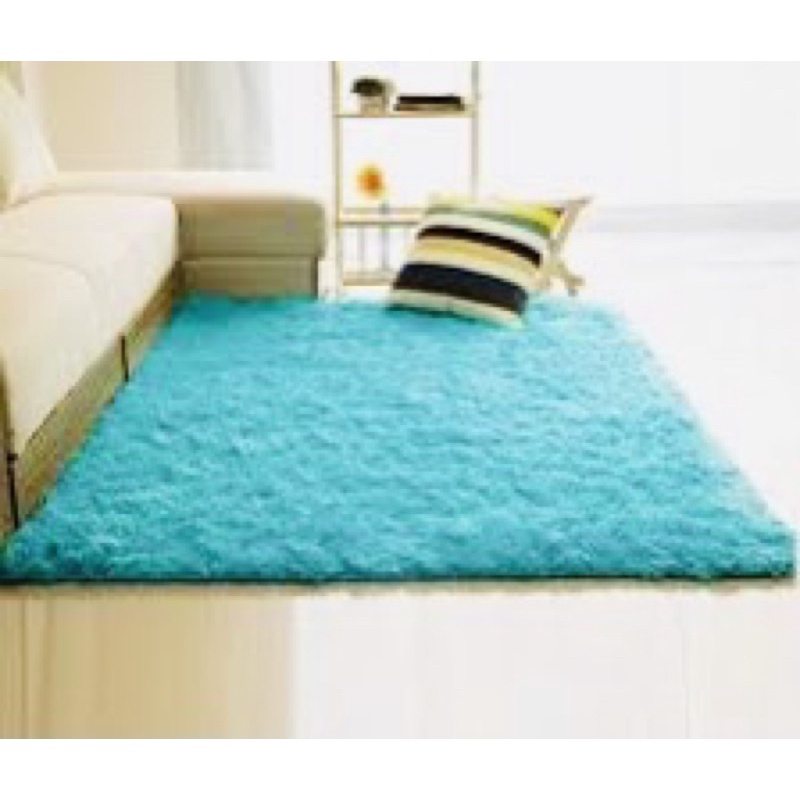 Sky Blue 80cm x 120cm Home Living Fluffy Rugs Shaggy Dining Room Floor ...