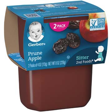 GERBER 2ND FOODS PRUNE APPLE PUREED BABY FOOD, 4 OZ. TUBS, 2 COUNT ...