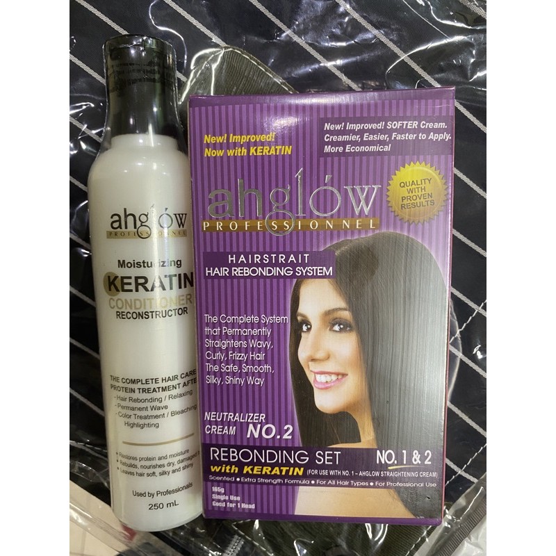 Ahglow Hair Rebonding Set with Keratin Conditioner 250ml Package ...