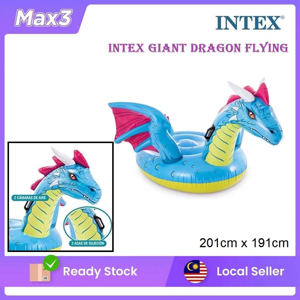 INTEX Giant Dragon Flying Floating Kids Swimming Pool Float Ride-On Toy ...