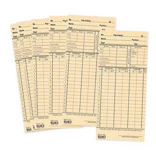 SUKI TIME CARD FOR MODEL-9000 AMANO 100 PIECES IN A PACK YELLOWISH AND ...