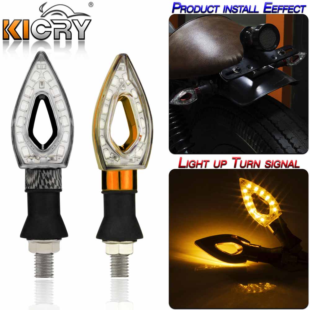 KICRY Motorcycle 12LED Hollowed Out Diamond Amber Light Turn Signal ...