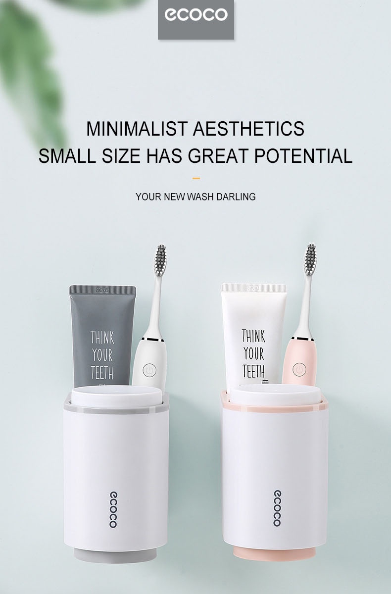ECOCO Wall-mount Toothbrush Holder Tooth Cup Toothpaste Toothbrush Rack ...