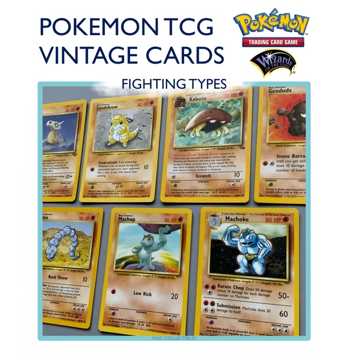 Vintage Pokemon TCG - Fighting Type Cards - Cubone Sandshrew Kabuto ...