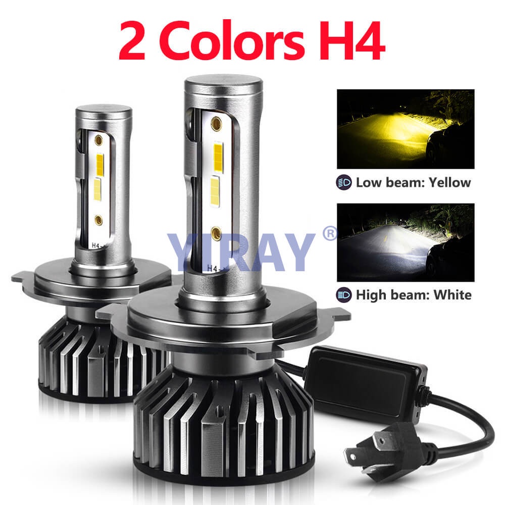 2PCS H4 LED Headlamp 2 color car Headlight HB2 9003 Hi/Low Beam High ...
