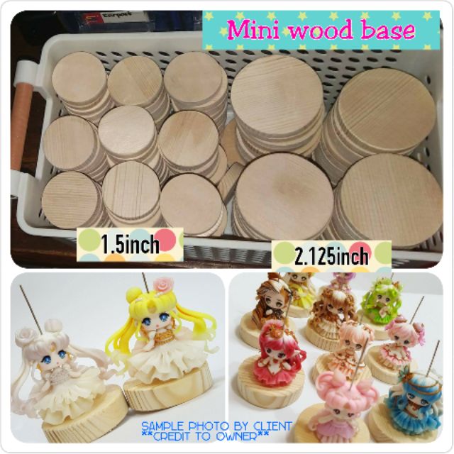 Round wood base chibi stand | wooden base stand round woodbase Clay ...