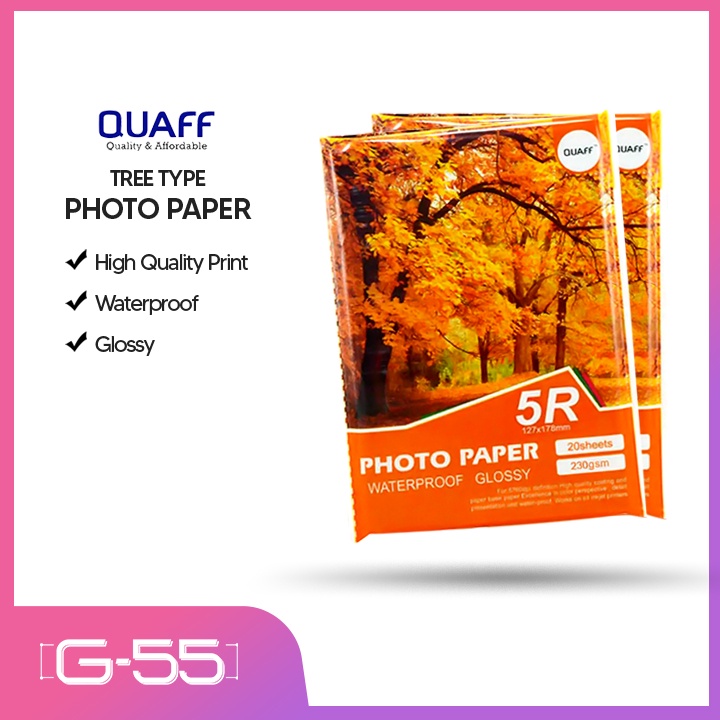 QUAFF Glossy Photo Paper 5R Size 230GSM (20 20 Sheets/Pack of Glossy ...