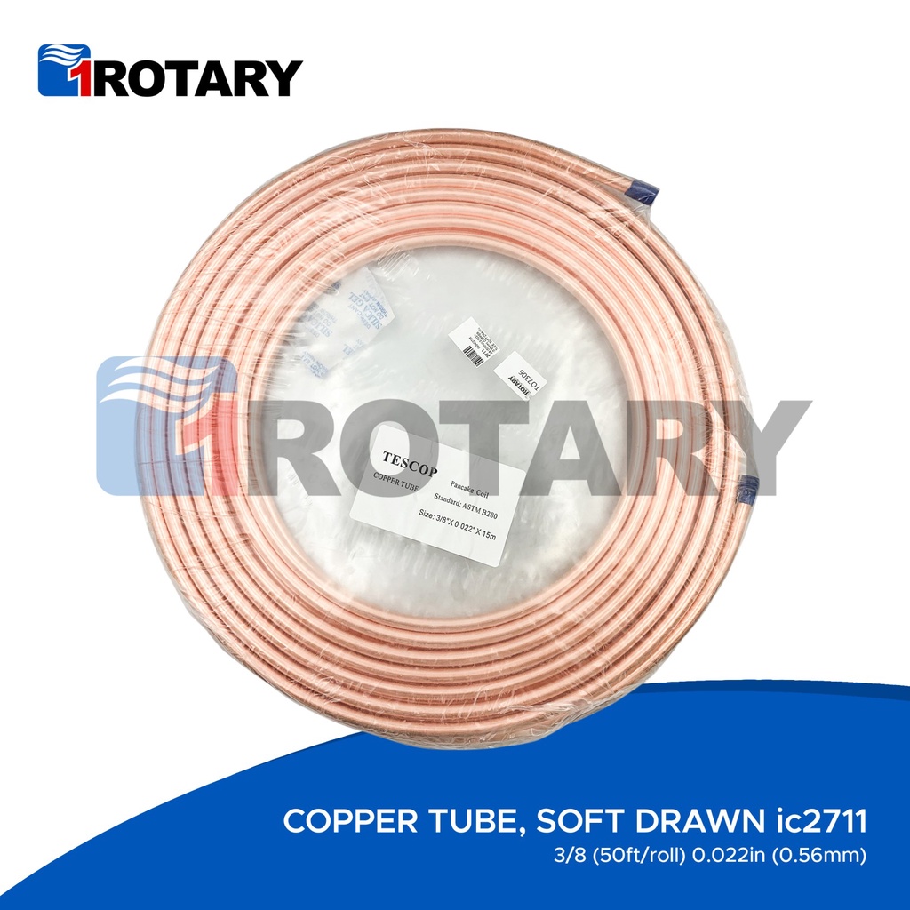 1Rotary Softdrawn Copper Tube 3/8 (50ft/roll) 0.022in (0.56mm) IC2711 ...