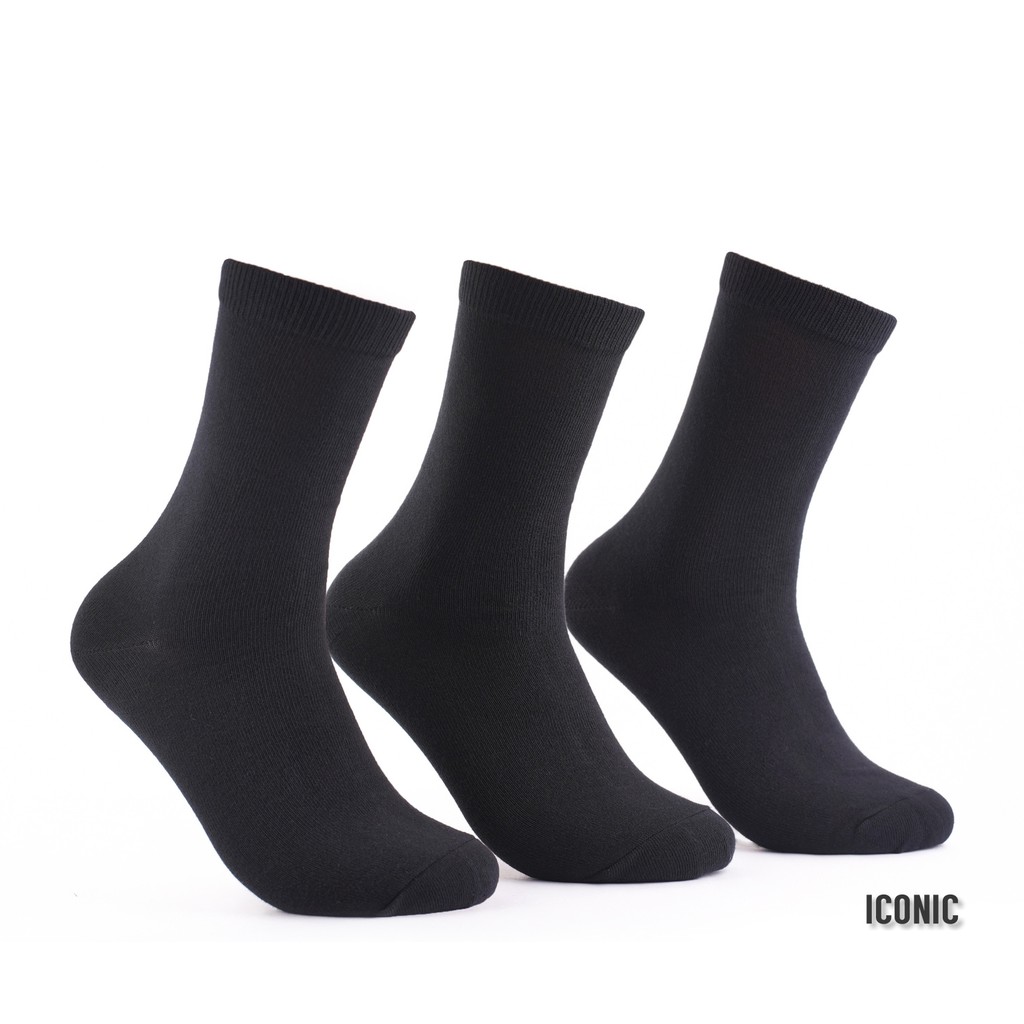 Iconic 3 in 1 Mens Basic Lifestyle Long Socks in Black | Shopee Philippines