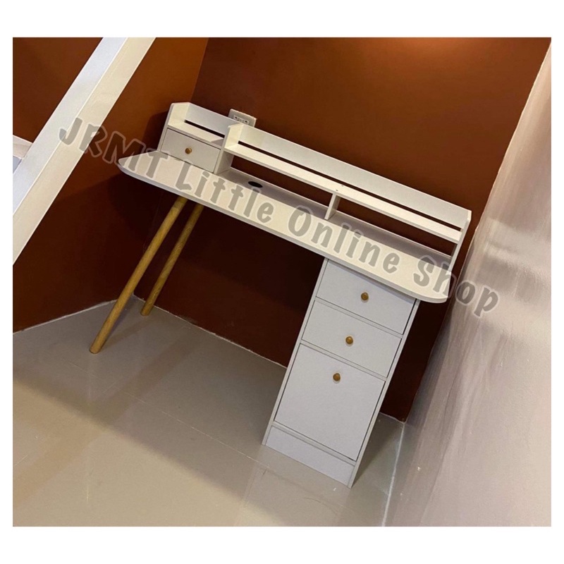 SCANDINAVIAN TABLE WITH TOP SHELVES | Shopee Philippines