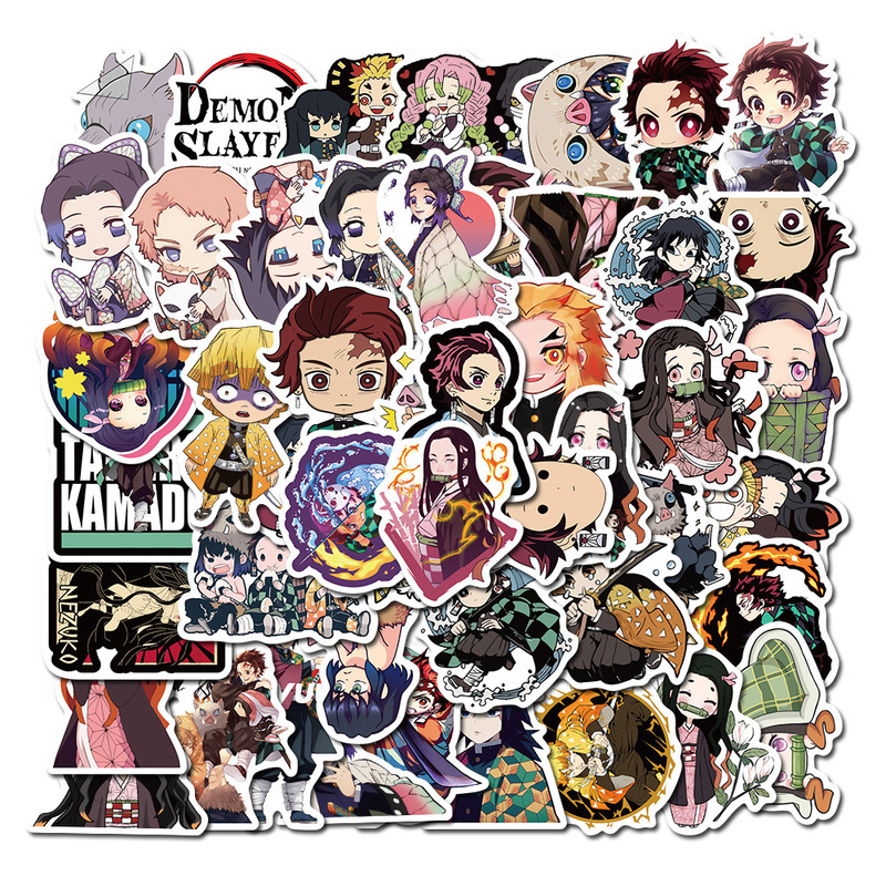 50 Sheets Japanese Anime Demon Slayer Stickers Graffiti Stickers Non ...