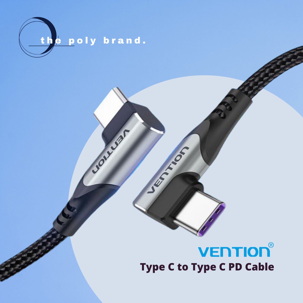 VENTION Type C to Type C 5A Dual Right Angled Cable - 1.5 Meter ...