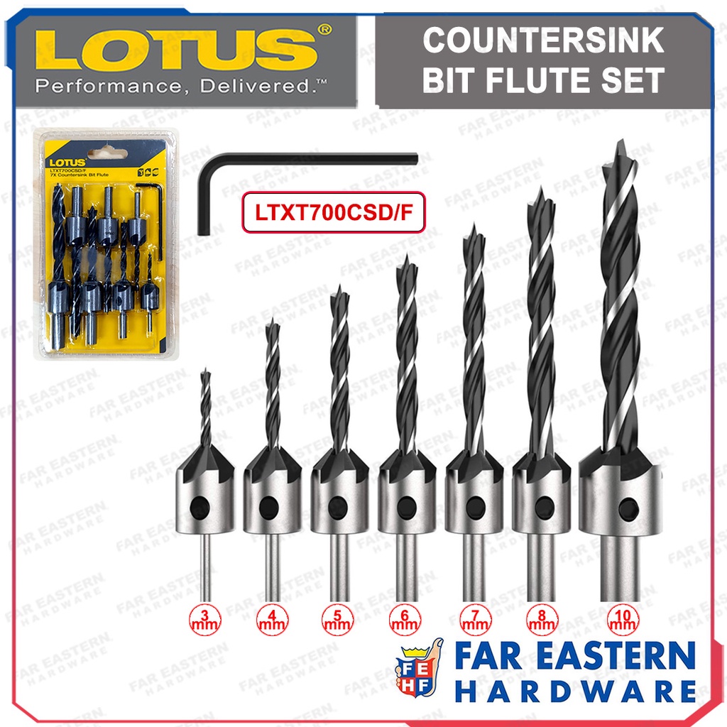 LOTUS Countersink Bit Flute 7pcs Set LTXT700CSD/F for Wood LTAC ...