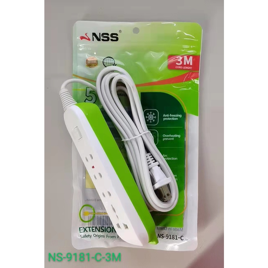NS-9181-C-3M-5M-8M - Color Extension cord 4 Gangs with 1 switch ...