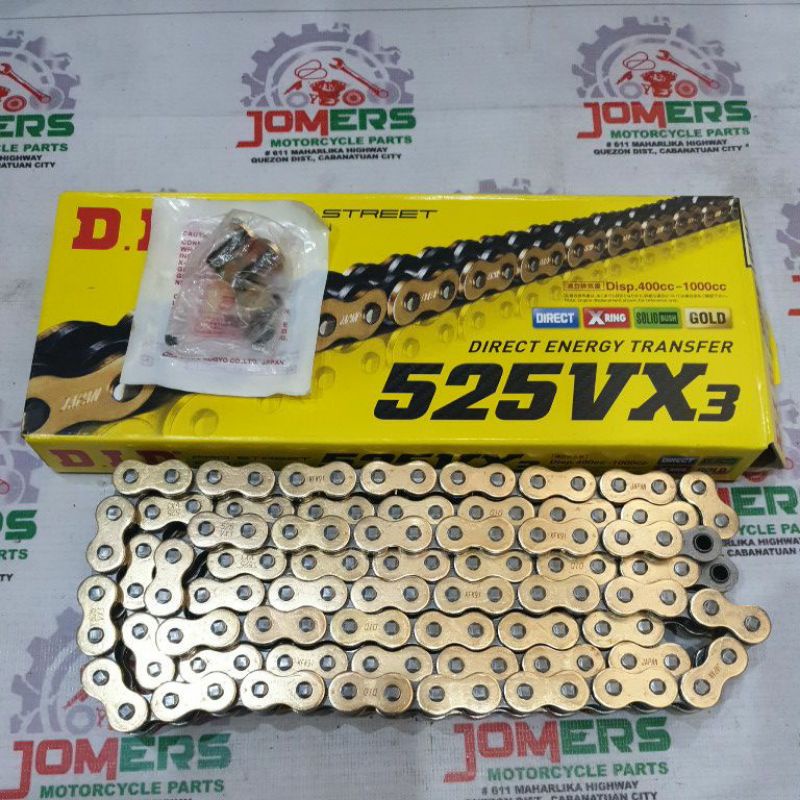 DID CHAIN 525VX3-120 X RING TYPE GOLD / SILVER JAPAN FOR 650CC UP ( mel ...
