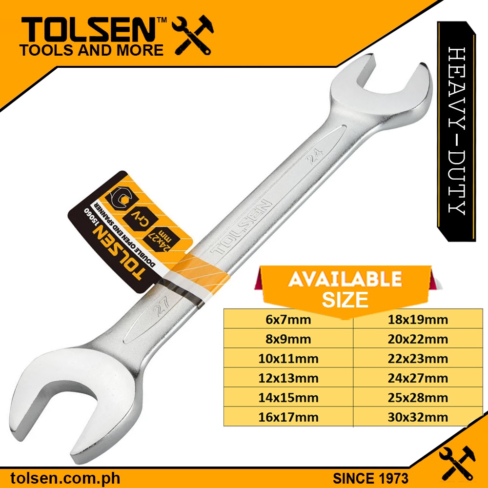 Tolsen Heavy Duty Double Open End Spanner (7mm - 28mm) | Shopee Philippines