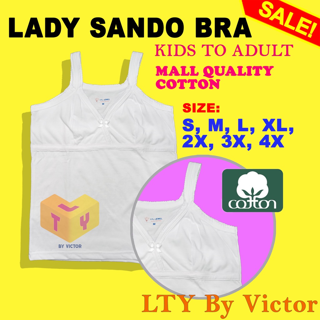3PCS Lady Sando Bra Cotton White Kids Girls Teens Ladies Adult EFJ ...