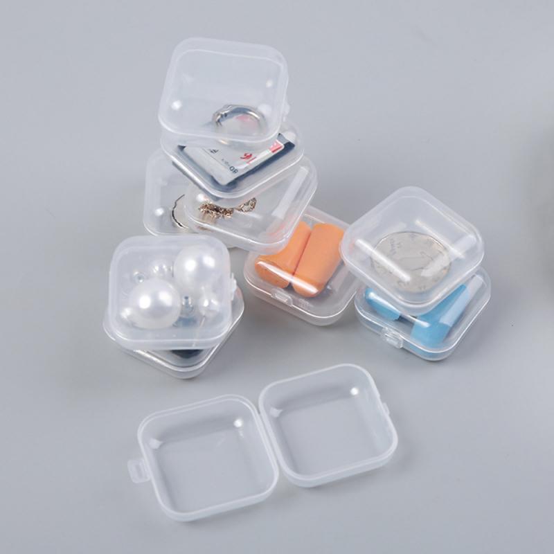 Mini Storage Ear Plug Box Plastic Parts Box Jewelry Clear Square ...