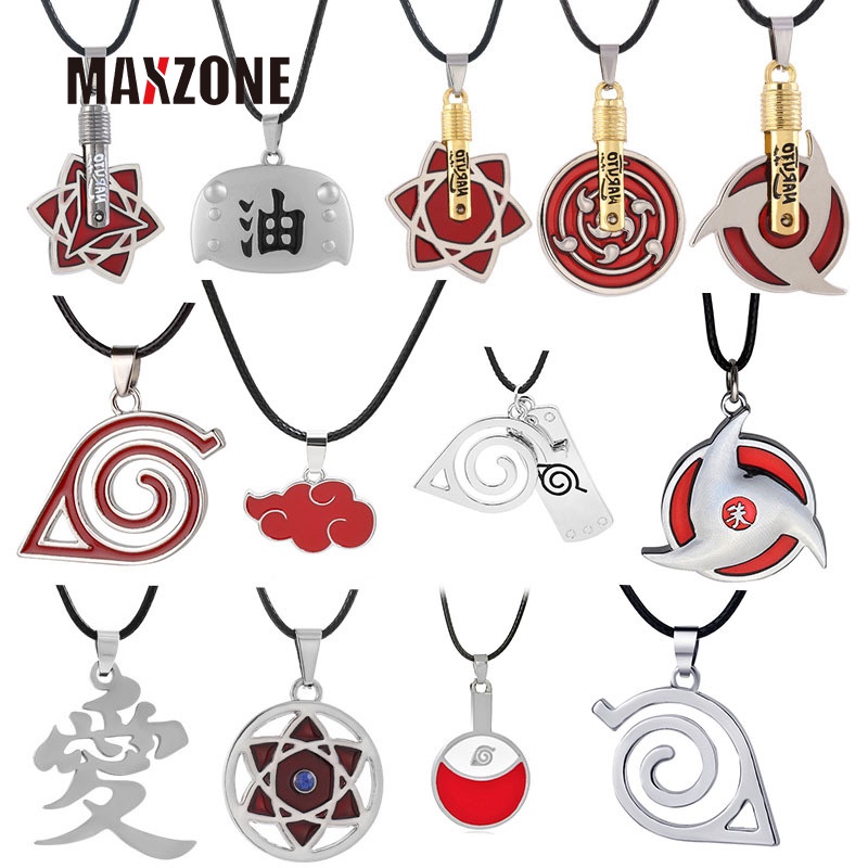 MAXZONE Japanese Anime Jewelry NARUTO Konoha Pendant Necklace Akatsuki ...