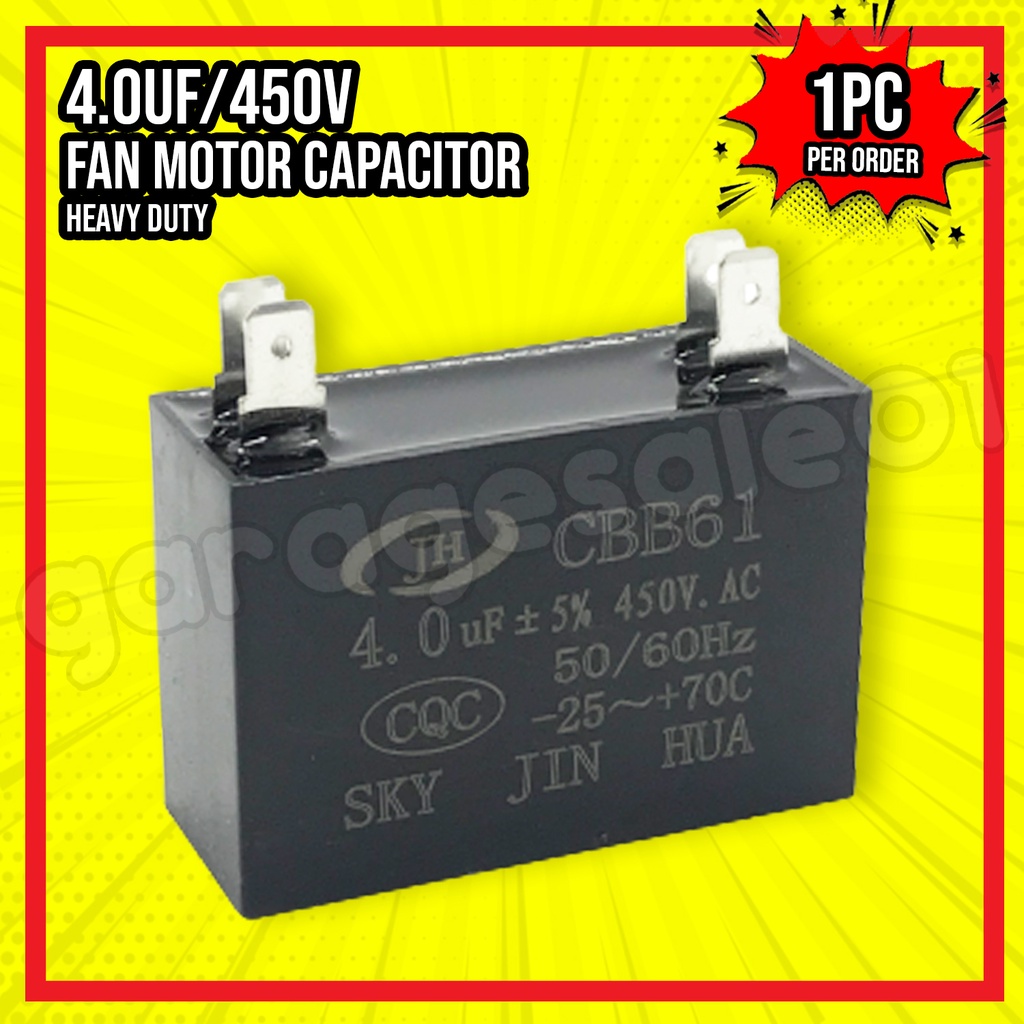 GS 4.0uF 450V AC Fan Motor Run Capacitor – CBB61, 50/60Hz Heavy Duty ...
