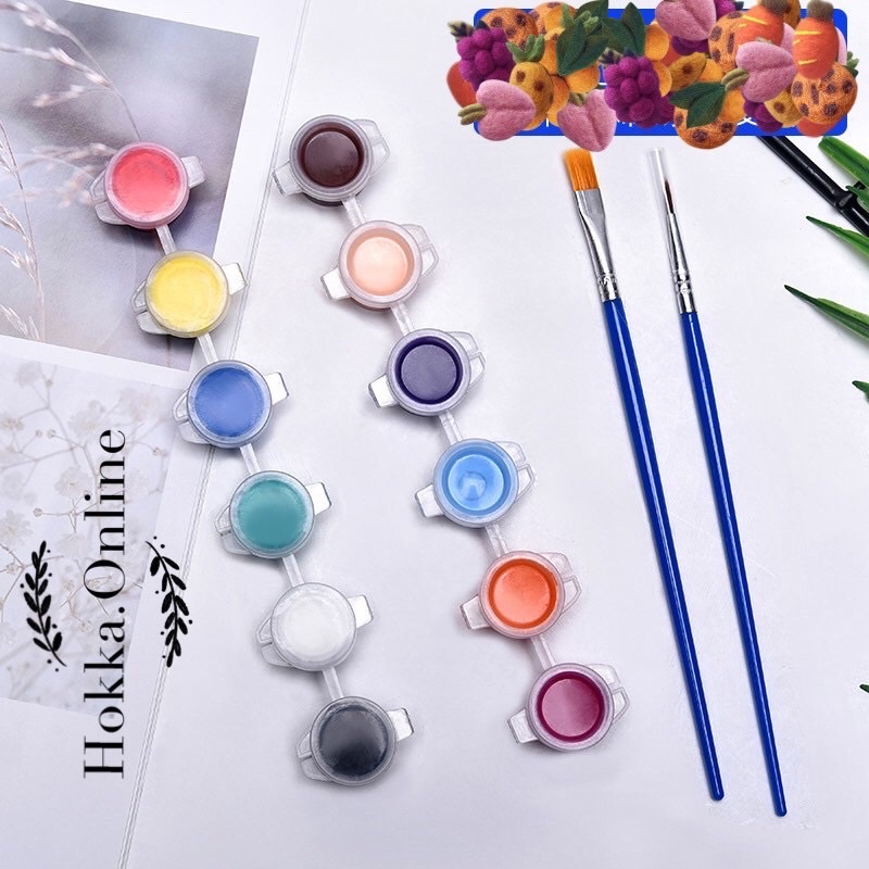 HOKKA Premium Acrylic Color Paints W/ Brush Pen Watercolor Drawing ...