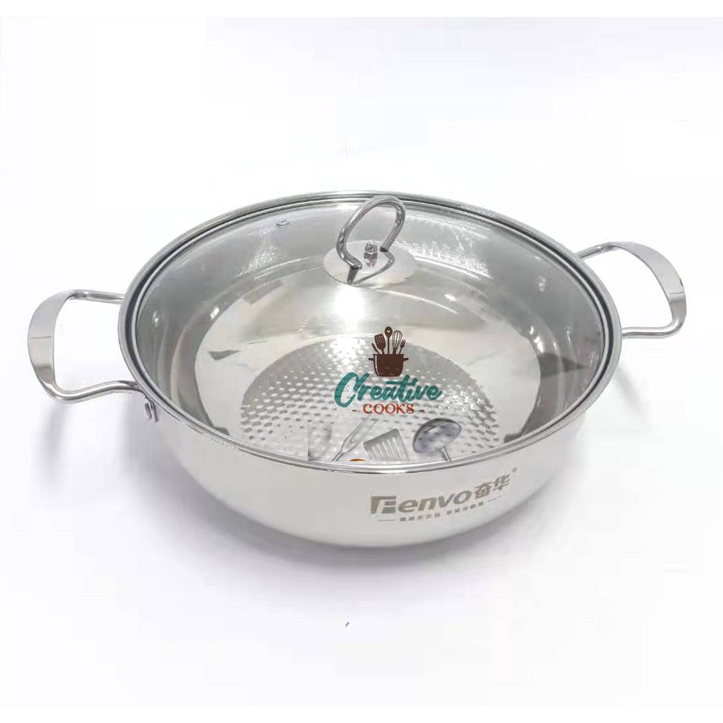 Stainless Steel Duplex Shabu Shabu Pot Kaserola with Glass Cover ( 6089 ...