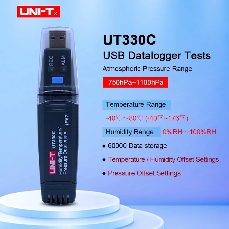 UNI-T USB Datalogger UT330A UT330B UT330C 60000 large storage capacity ...