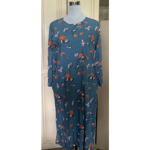 Blue Floral Cotton Maxi Dress | Shopee Philippines